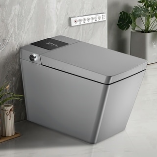 One-piece 1.28 GPF Single Flush Square Smart Toilet with Remote Panel ...