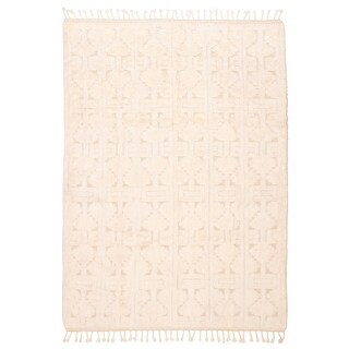 ECARPETGALLERY Hand-knotted Tangier Cream Wool Rug - 8'3 x 11'8 - Bed ...