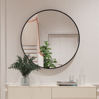 32 Inch Round Mirror Wall Mount Circle Mirror with Aluminum Alloy Frame ...