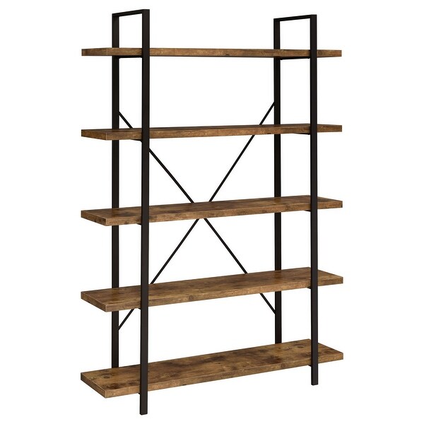 Linbrook Black Oak 10-shelf Bookcase - Bed Bath & Beyond - 22751621