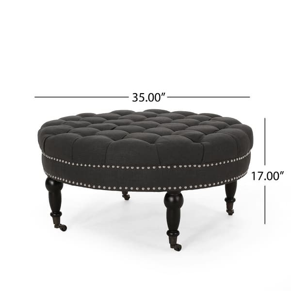 Cimarron Contemporary Round Ottoman with Rolling Casters by Christopher ...