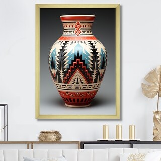 Designart "Native Pueblo Pottery II" Native American Art Framed Canvas ...
