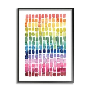 Stupell Modern Rainbow Abstraction Geometric Block Tiles Framed Wall ...