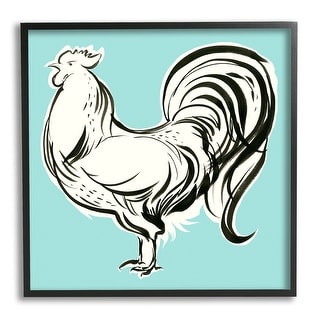 Stupell Modern Rooster Drawing Framed Giclee Art Design by Laura Marr ...