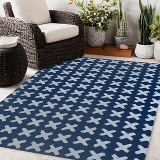 HITCH NAVY Outdoor Rug By Kavka Designs - Bed Bath & Beyond - 34349198