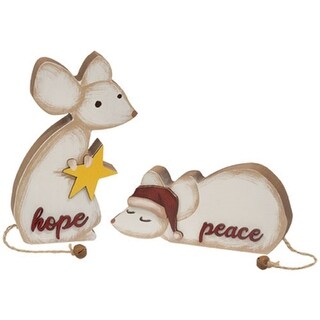 Set of 2 Hope & Peace Chunky Mouse Sitters - 5.75" x 3.5" - Bed Bath ...
