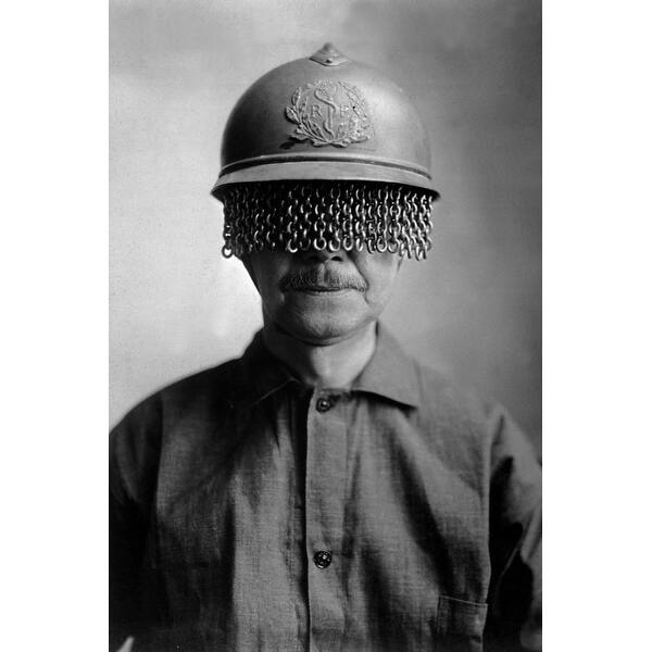 Chain Screens On Steel Helmet To Protect World War I Soldiers Eyes From ...