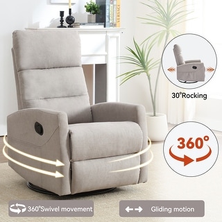 360° Swivel Rocking Recliner Chair with Side Pull Handle, Manual 155 ...