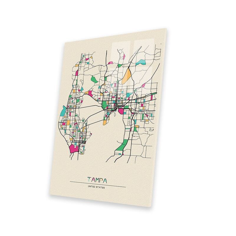 Tampa, Florida Map Print On Acrylic Glass by Ayse Deniz Akerman ...
