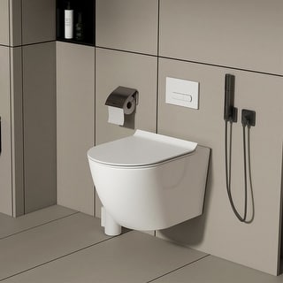 Aric Modern White Wall-hung Elongated Toilet - Bed Bath & Beyond - 40824897