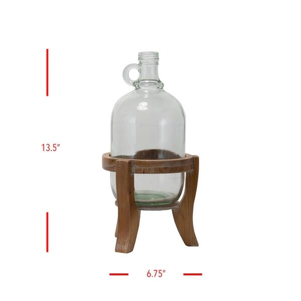 Foreside Home & Garden Glass Growler Vase with Natural Wood Stand - Bed ...
