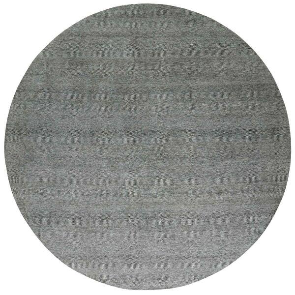 Gray Hand Knotted Plain Modern Grass Design Bohemian Undyed Pure Wool ...