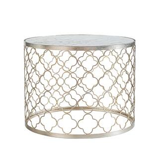 W22" Natural Capiz Shell Tabletop French Distressed Metal Single Round ...