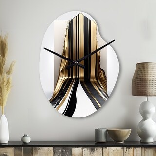 Black And Gold Cubic Expression V - Abstract Cubism Wall Clock in ...