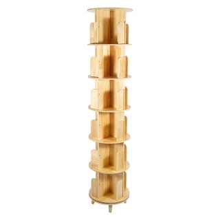 6 Tiers Rotating Cylindrical Wooden Bookshelf - Bed Bath & Beyond ...