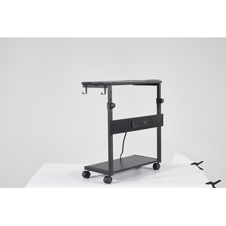 Industrial 2 Tier Adjustable Tower Stand Desk with Pegboard and Wheels ...
