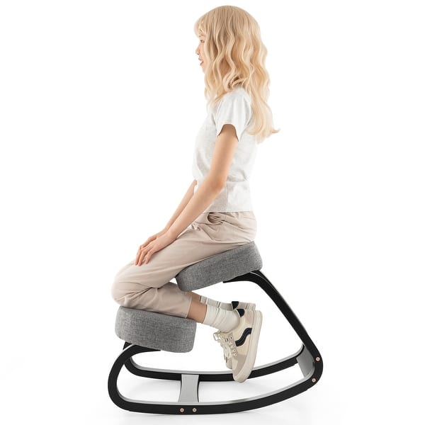 Costway Rocking Kneeling Chair Ergonomic Posture Correcting Back Pain ...