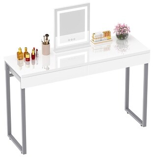 Vanity Desk with 2 Drawers, 39" Modern Home Office Computer Desk Makeup ...