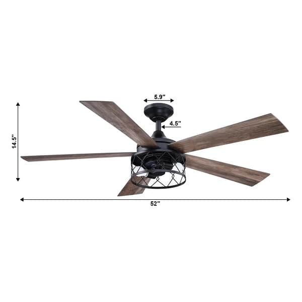 Industrial 52" Wood 5-Blade Indoor Ceiling Fan with Light Kit and ...