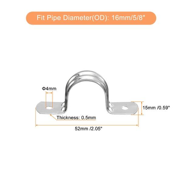 25Pcs Rigid Pipe Straps 2 Hole U-Shaped Bracket Tube Steel Pipe Clamps ...