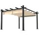 10×10FT Outdoor Pergola, Metal Patio Pergola with Brown Shade Cover ...