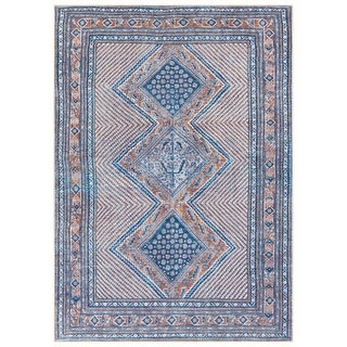 Nia 8 x 10 Washable Soft Area Rug, Ornate, Border, Large, Cornflower ...