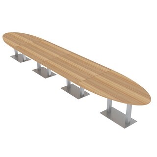 18 Person Modular Oval Conference Table Square Metal Bases Power Units ...