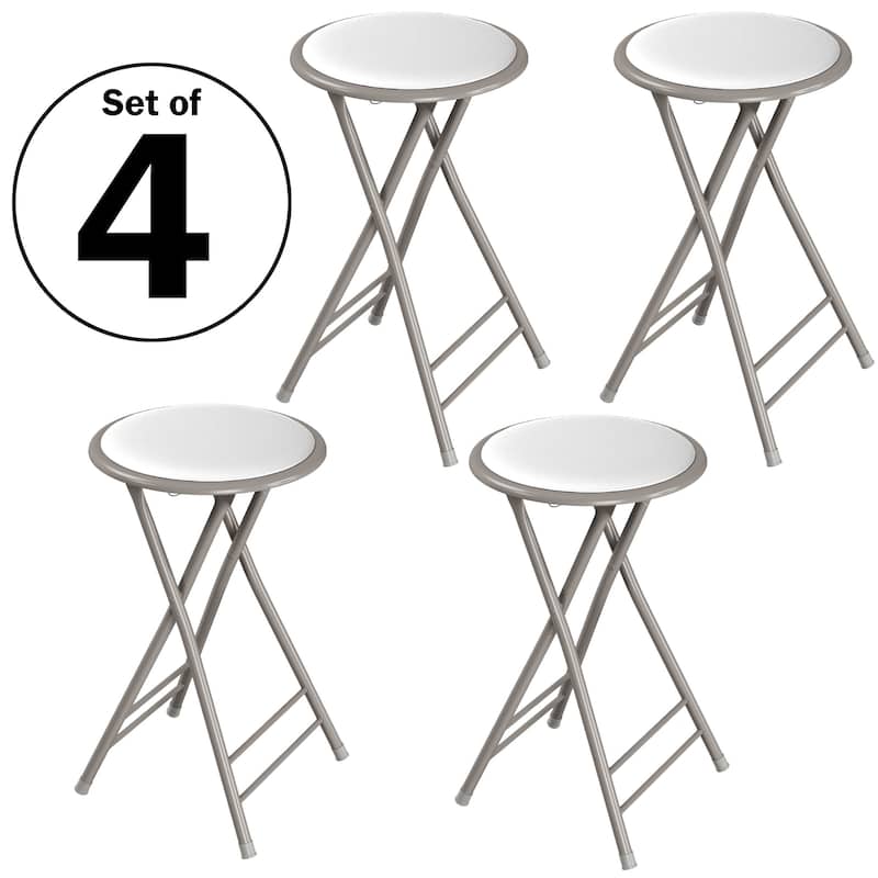 24-Inch Folding White Bar Stools, 4-Pack (White) - Overstock - 37963803