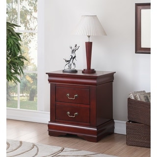 Medieval Classic Style Bedroom Nightstand, 2 Drawers, Cherry Color ...