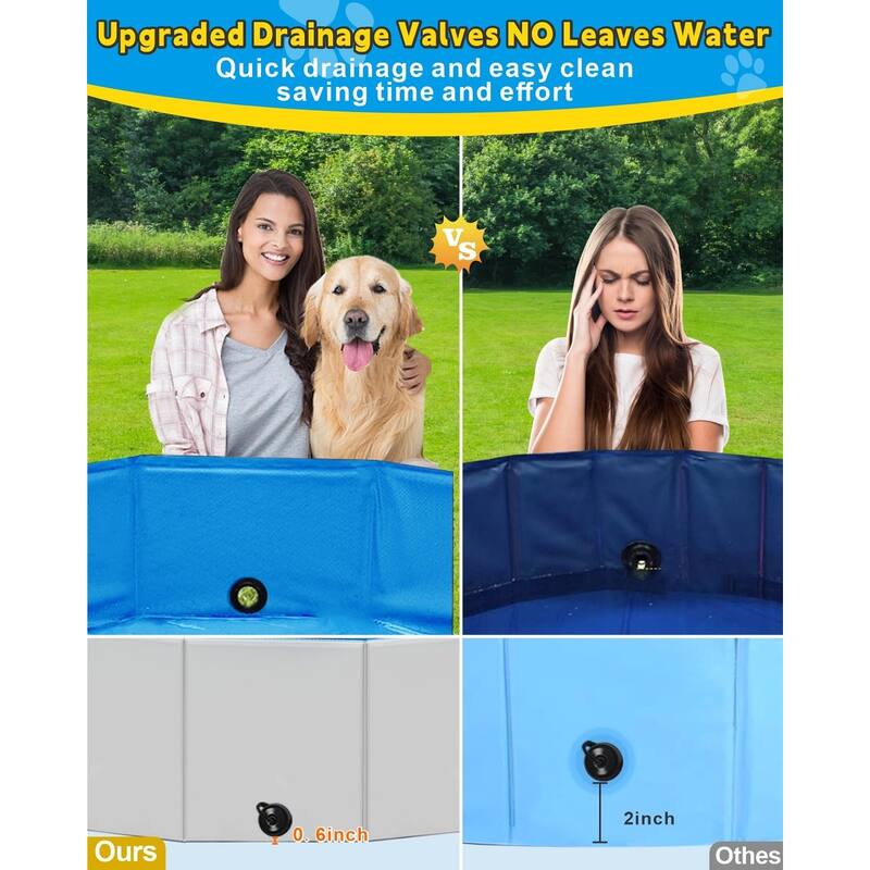 Extra Large Foldable Dog Pool,71"x 12" Portable Anti-Slip Kiddie Pool ...