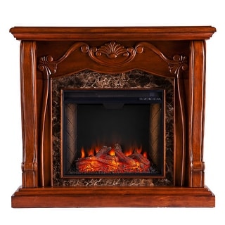55.5" Brown and Black Cardona Classic Smart Electric Fireplace - Bed ...
