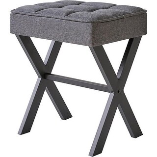 Square Makeup Stool, Linen Footrest Stool,Dark Gray - Dark Grey - Bed ...