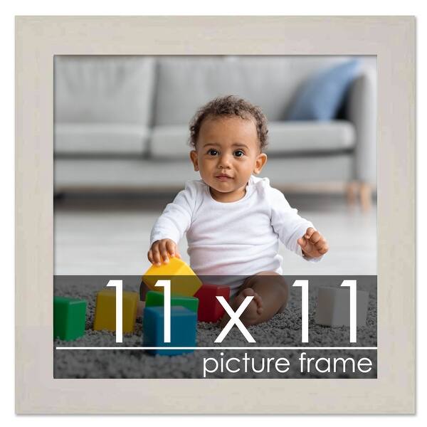 11x11 Traditional White Washed Complete Wood Square Picture Frame with ...