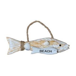 Hanging Wooden Fish With A Blue Beach Fish Decoration - Bed Bath ...