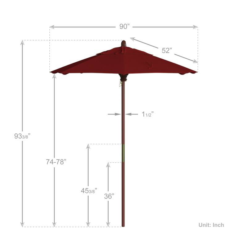 California Umbrella 7.5' Round Marenti Wood Frame Patio Umbrella with ...