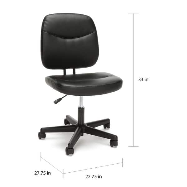 Model ESS-6005 Essentials by OFM Armless Black Leather Desk Chair - Bed ...