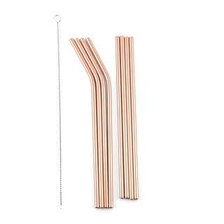 Red Copper 8 Reusable Stainless Steel Straws Reusable Rust Free Non ...