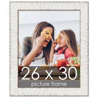 26x30 White Rustic Birch Wood Picture Frame with UV Acrylic, Foam Board ...