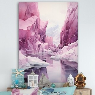 Designart "Pink Iceberg Polar Symphony II" Iceberg Canvas Wall Art ...