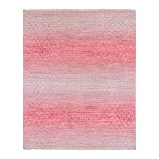 Shahbanu Rugs Raspberry Red, Thick and Plush, Dyed, Wool, Hand Knotted ...