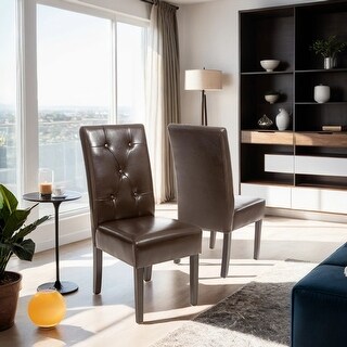 "Set of 2 Carter 5-Tuft Dining Chairs, Chocolate Brown, Waterproof ...