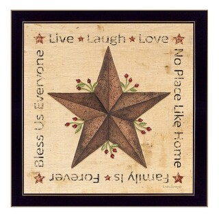 Live Laugh Love Rustic Star Black Framed Print Wall Art - Bed Bath ...