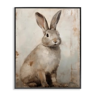 Stupell Natural Rabbit Portrait Framed Giclee Art Design By Arlington ...