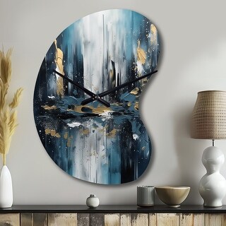 Gold And Blue Urban Elegance III - City Art Deco Large Wall Clocks ...
