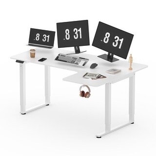 57 inch Electric Standing Desk Adjustable Height L Shaped Desk with ...