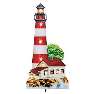 Solar Lighted Nautical Lighthouse Outdoor Garden Stake - 24.000 x 12. ...