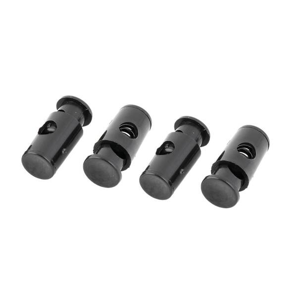 Spring Loaded Adjustive Clothes Sliding Cord Lock Stopper Black 4pcs ...