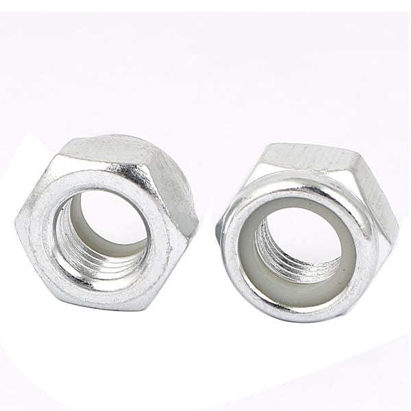 10pcs M12 x 1.5mm Hex Lock Nuts Carbon Steel Nylon Insert Self-Lock ...