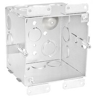 2 Pcs, 4 Square Cut In Old Work Junction Box, 2-1/8 in. Deep, .0625 Galvanized Steel - Silver ...