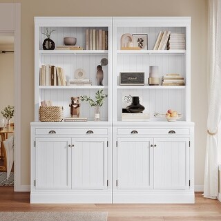 Wood Bookcase with LED Lighting, Drawers and Open Shelves - Bed Bath ...